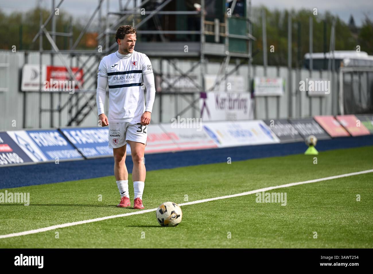 Falkirk, Scotland, UK. 19th April, 2025. Jamie Gullan of Raith Rovers ...