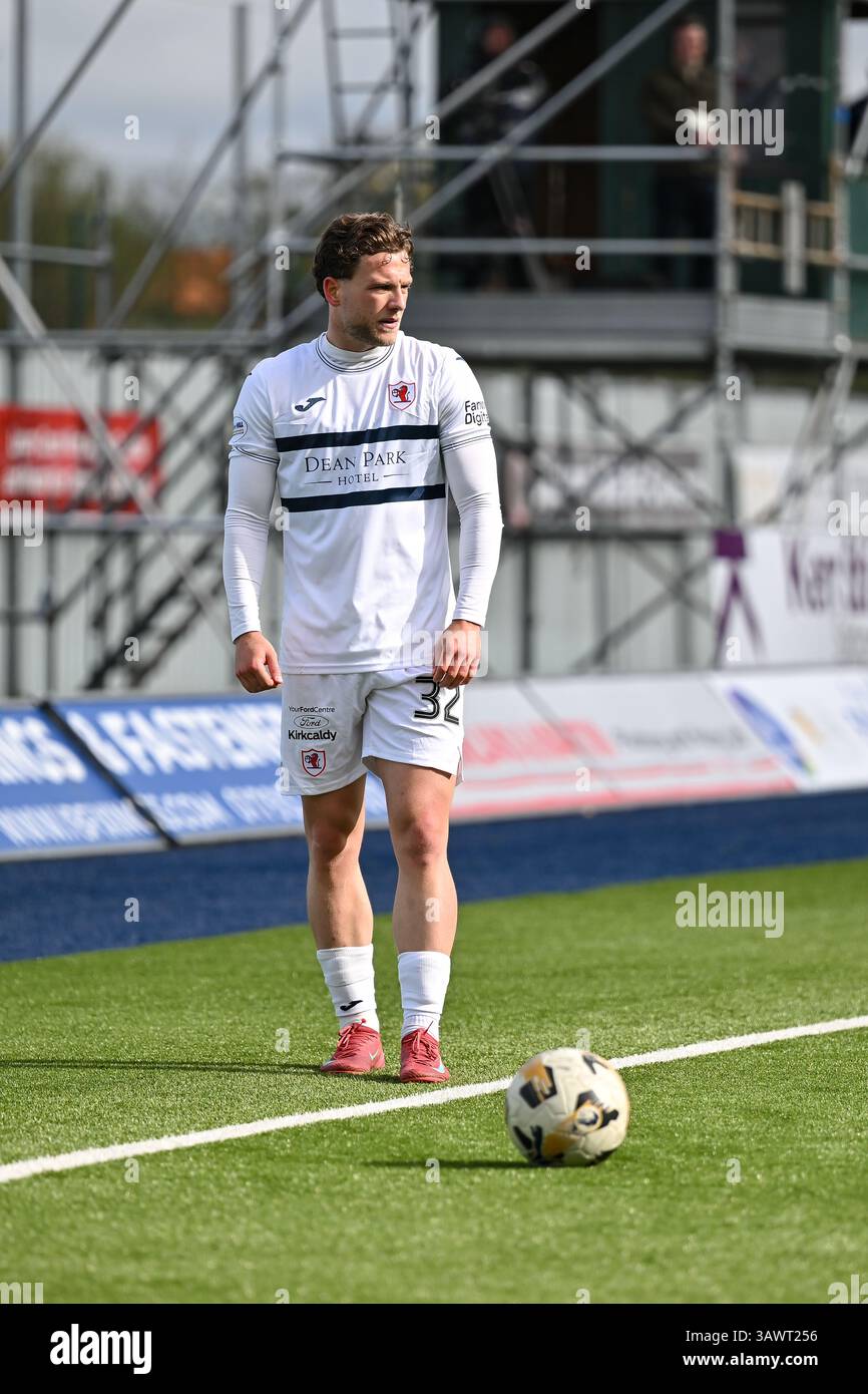 Falkirk, Scotland, UK. 19th April, 2025. Jamie Gullan of Raith Rovers ...