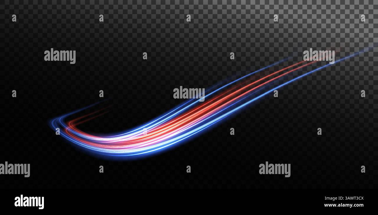 Dynamic Light Trails That Blend Red and Blue Hues Gracefully on a Deep ...