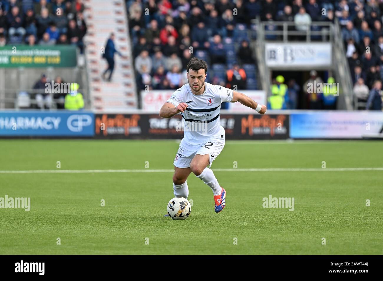 Falkirk, Scotland, UK. 19th April, 2025. Jordan Doherty of Raith Rovers ...