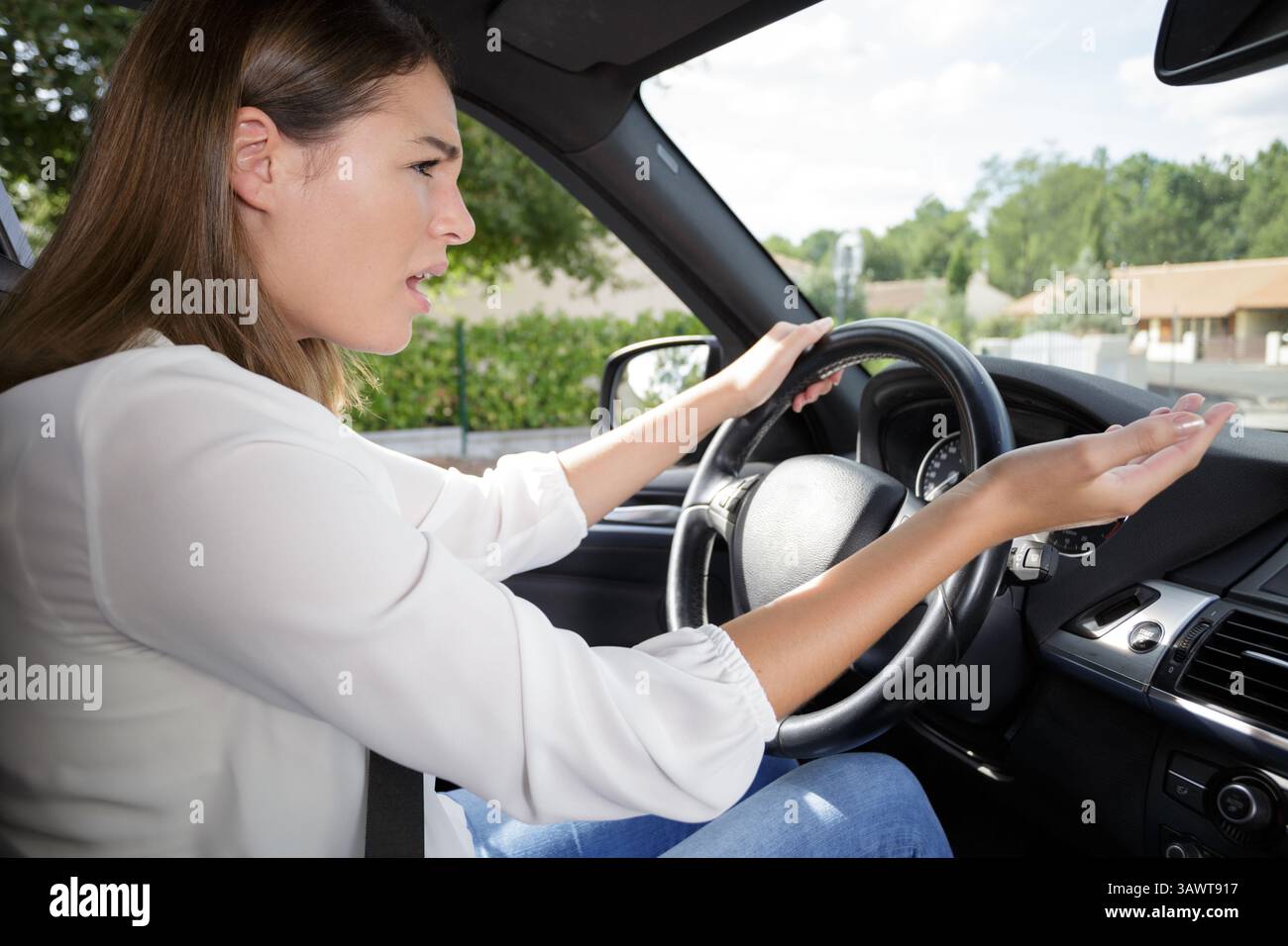 side profile angry female driver Stock Photo - Alamy