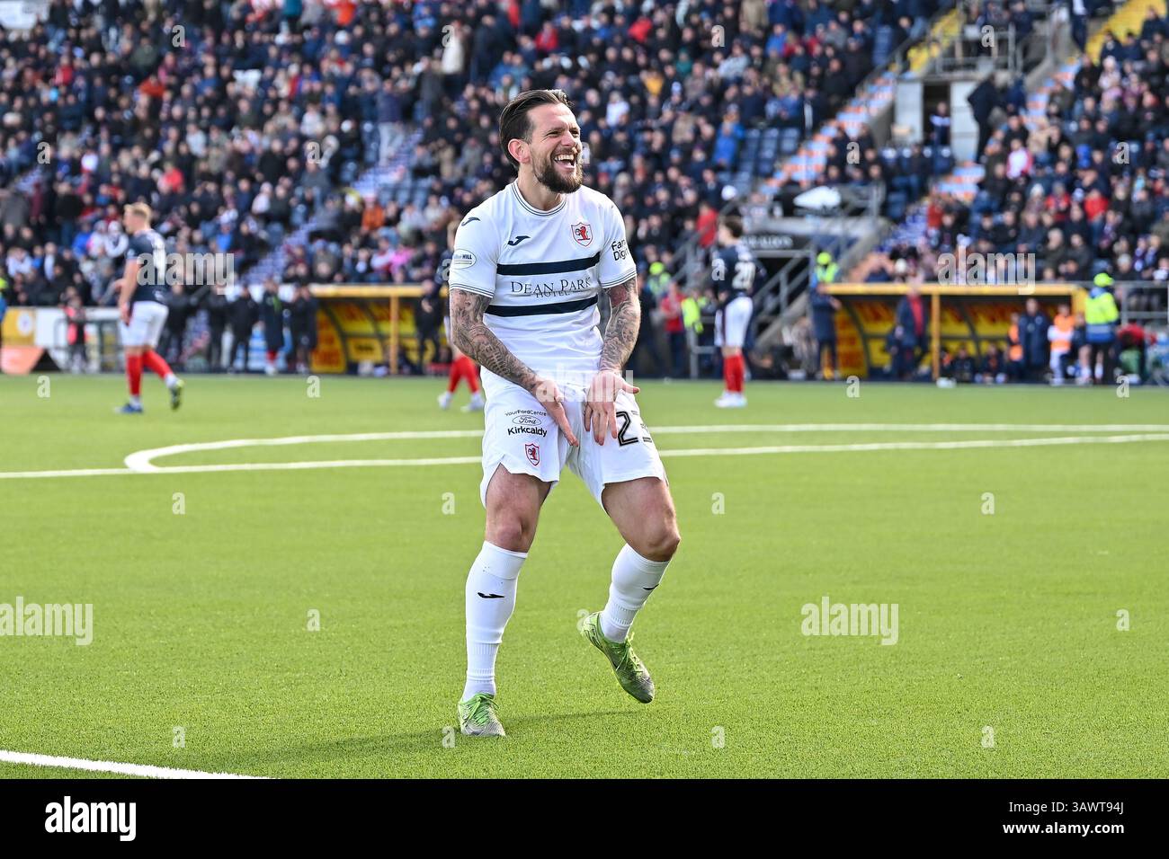 Falkirk, Scotland, UK. 19th April, 2025. Dylan Easton of Raith Rovers ...