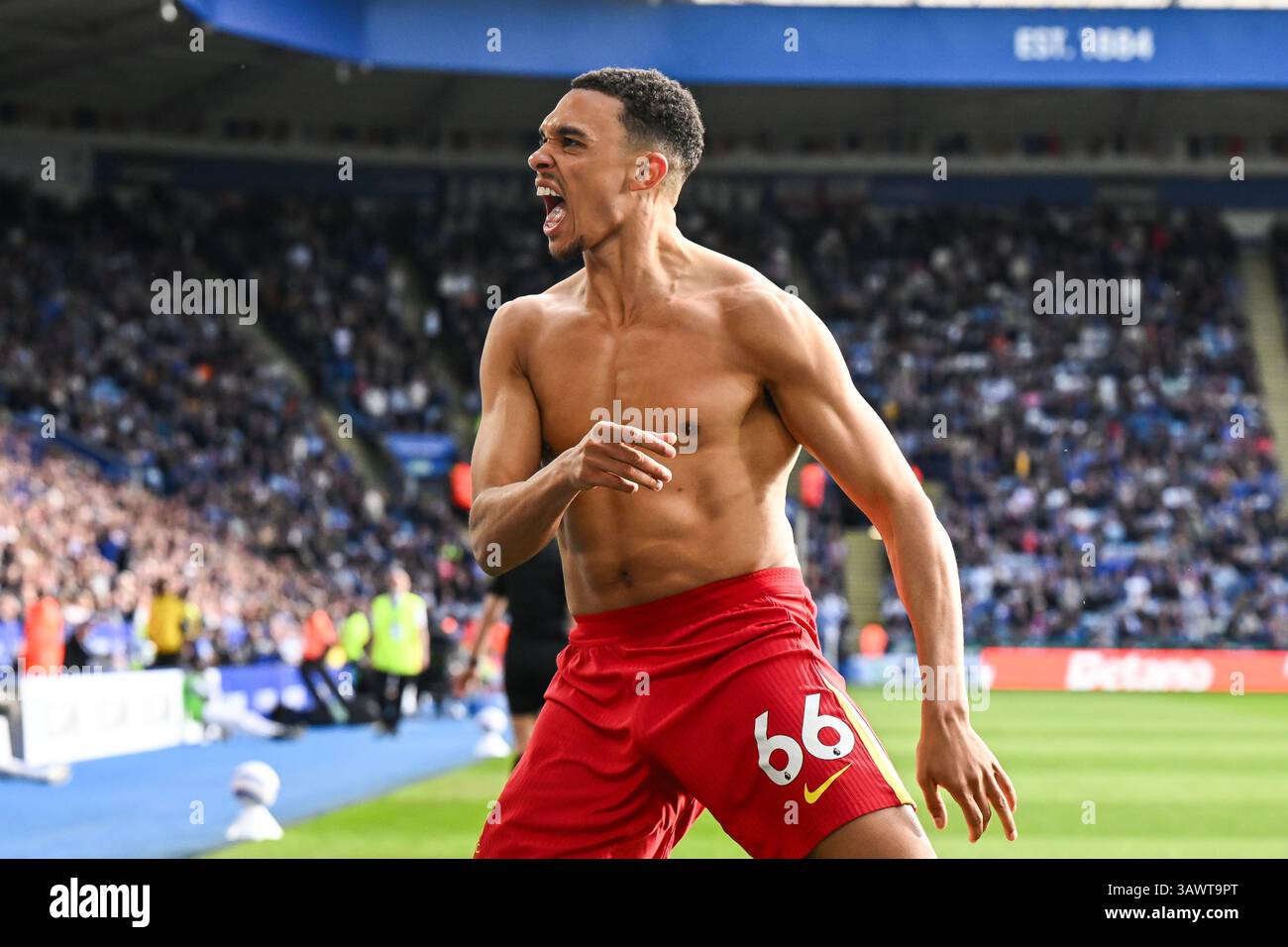 Leicester, UK. 20th Apr, 2025. Trent Alexander-Arnold of Liverpool ...