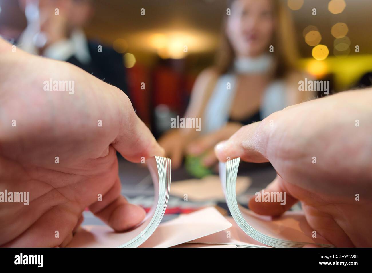 close up of hands shuffling cards Stock Photo - Alamy