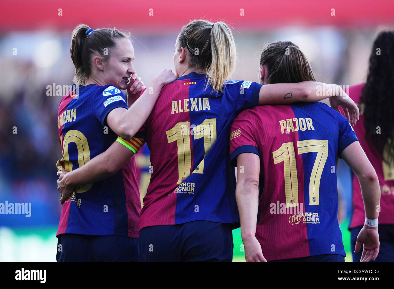 Barcelona's Caroline Graham Hansen, Alexia Putellas and Ewa Pajor, from ...
