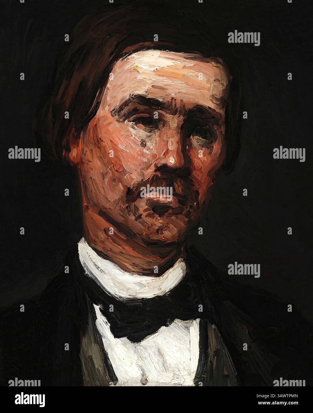 Painted in 1865, France. Early Cézanne portrait study of a bearded man ...