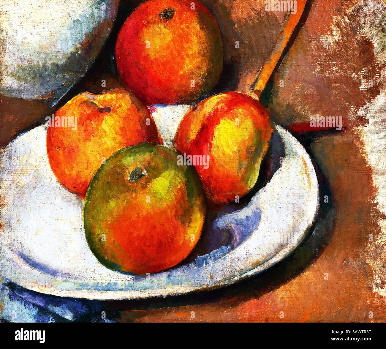 Painted circa 1885, France. Post-Impressionist still life with apples ...