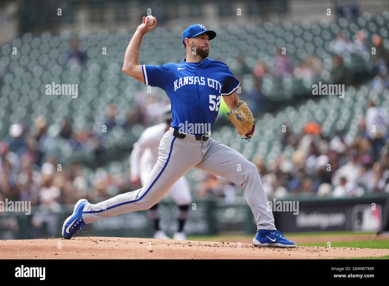 Kansas City Royals pitcher Michael Wacha throws against the Detroit ...