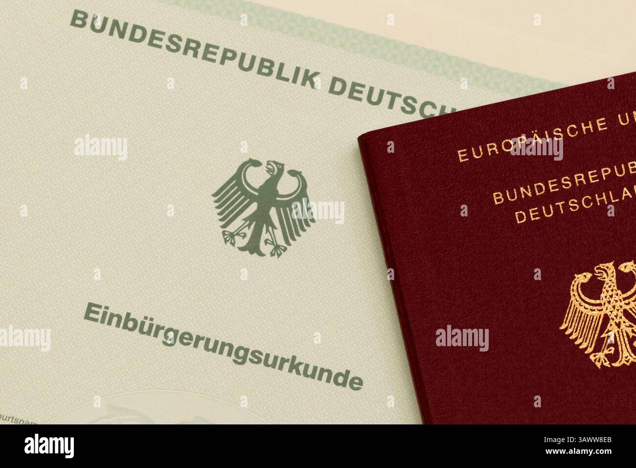 NUREMBERG, GERMANY – JANUARY 17, 2025: Close-up of a German passport ...