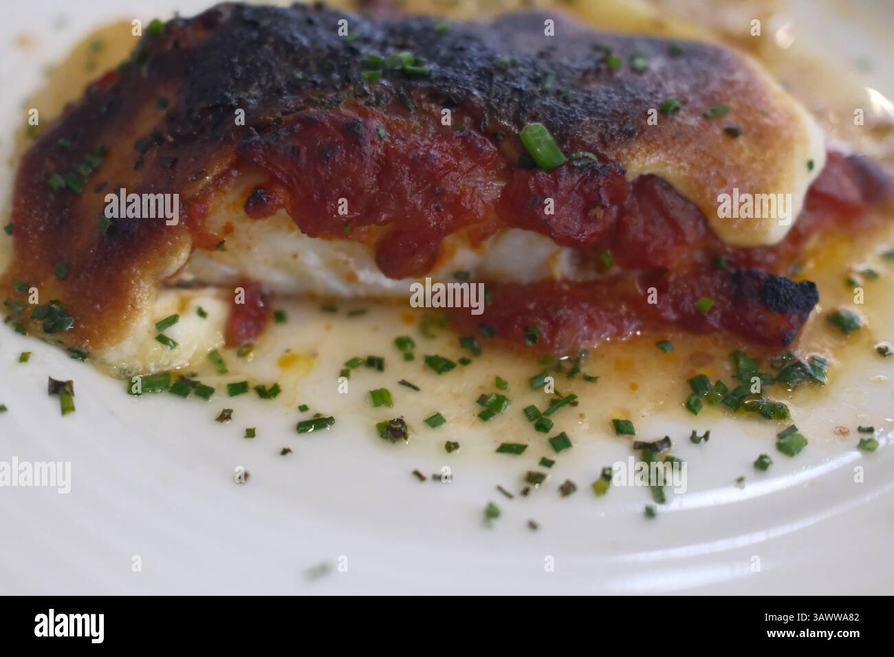 fresh cod fish receipt ready to eat as sea food dish Stock Photo - Alamy