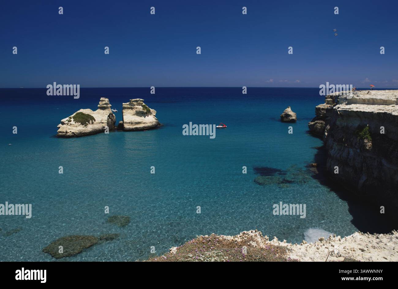 Le Due Sorelle twin rocks at Torre dell'Orso, Salento, ITALY Stock ...
