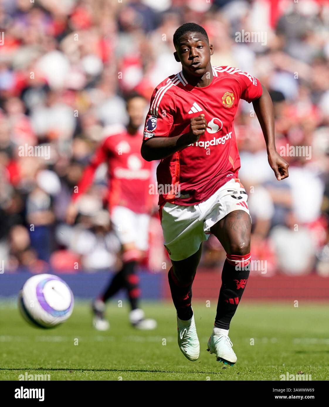 Manchester, UK. 20th Apr, 2025. Kobbie Mainoo of Manchester United ...