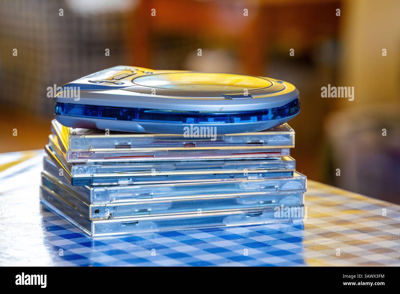 Portable cd player, walkman discrnan on a stack of cds Stock Photo - Alamy