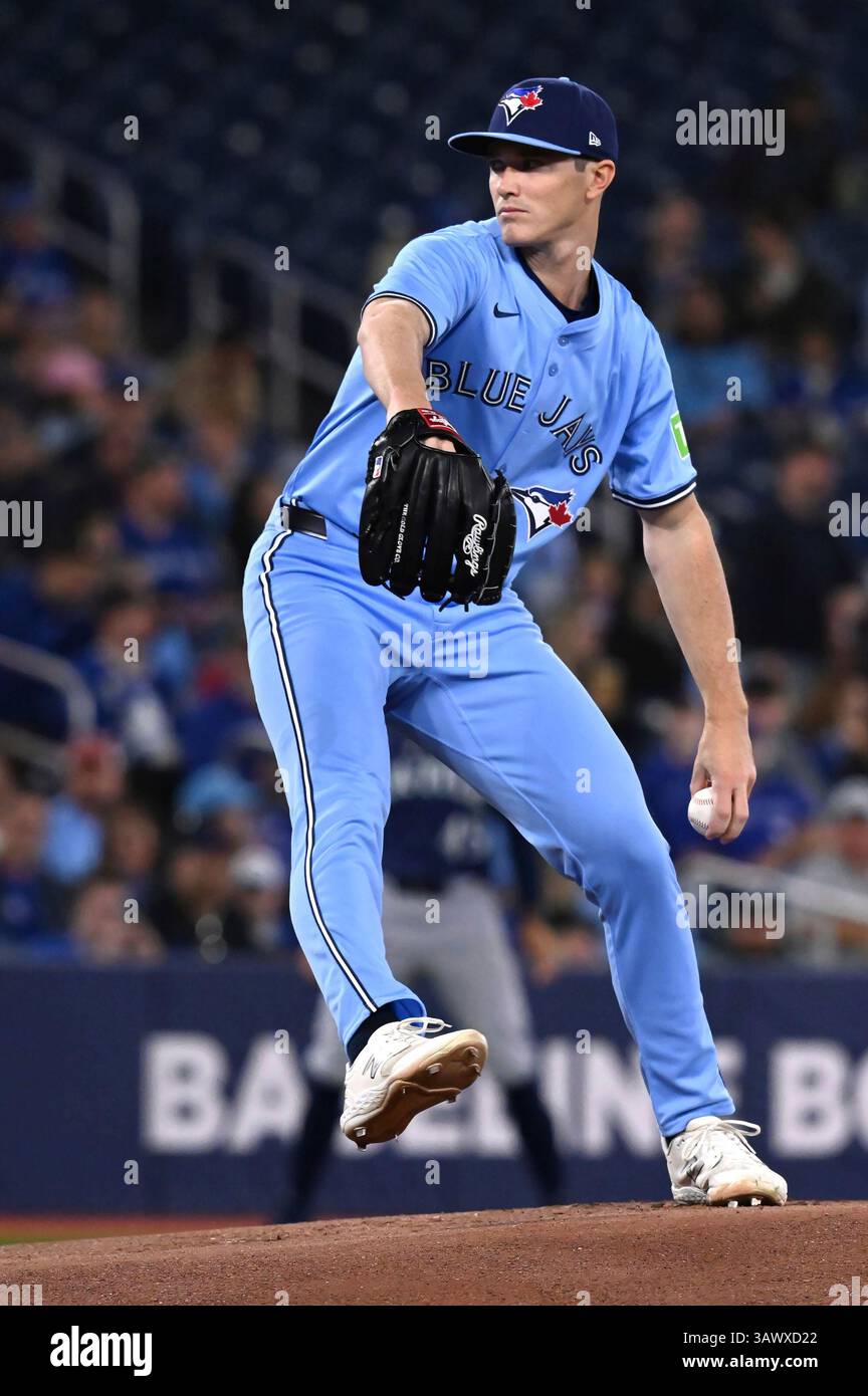 Toronto Blue Jays starting pitcher Easton Lucas (62) throws to a ...