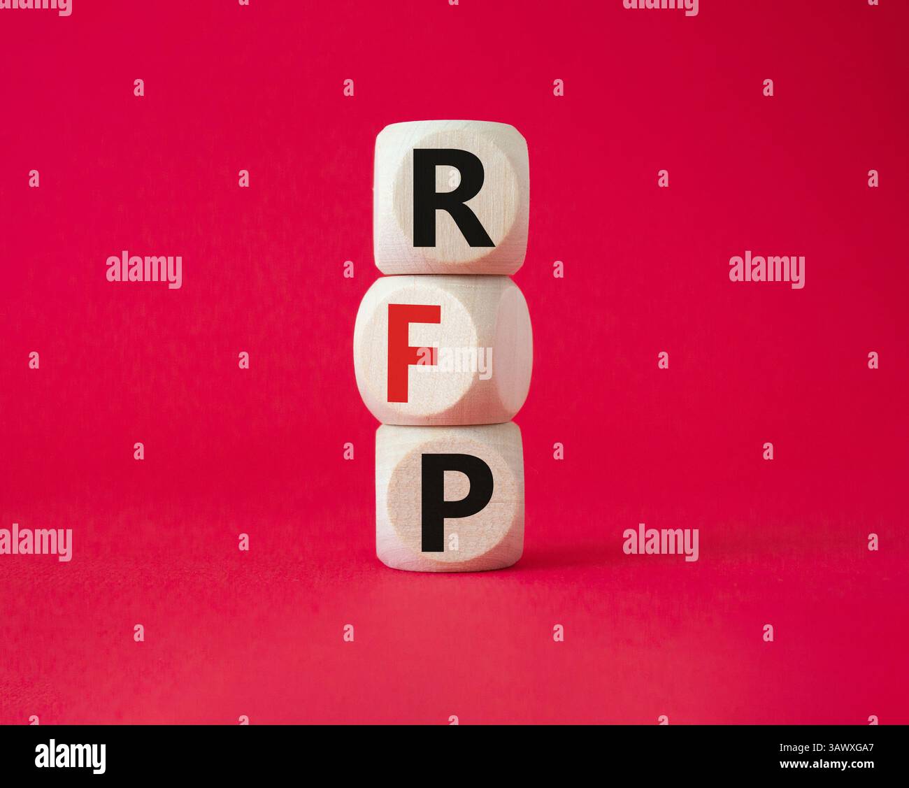 RFP - Request for Proposal. Wooden cubes with word RFP. Beautiful red ...
