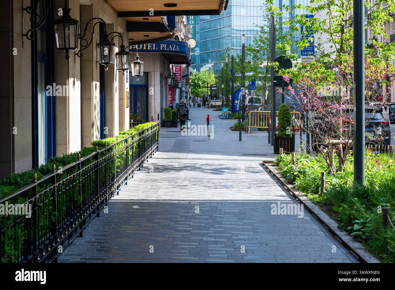 High end hotels at the Avenue Adolphe Max in Brussels city center ...