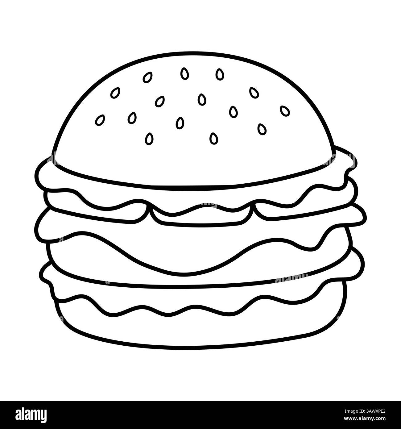 Cheeseburger vector outline illustration. Coloring page Stock Vector ...