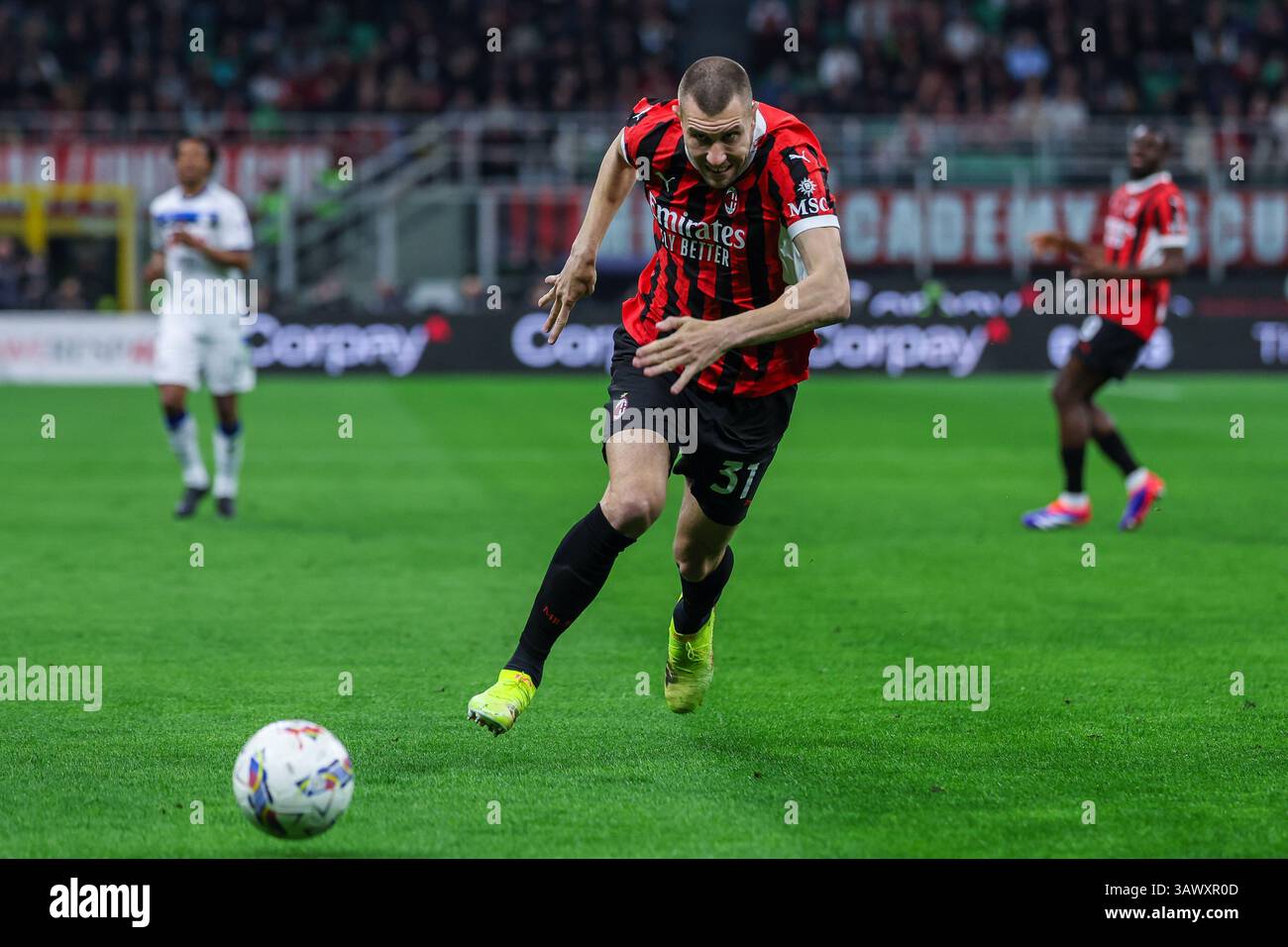 Milan, Italy. 20th Apr, 2025. Strahinja Pavlovic of AC Milan seen in ...