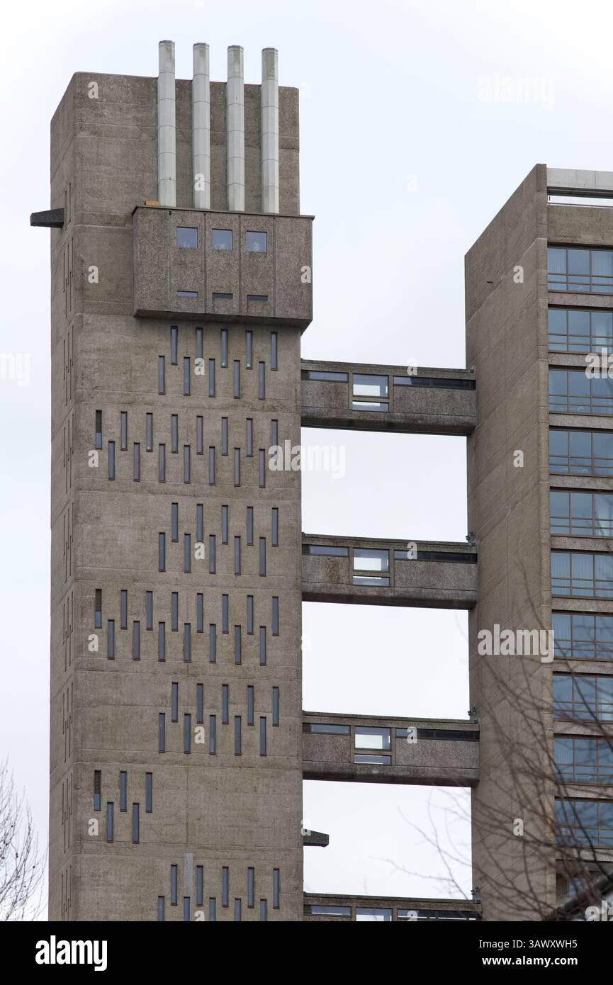 The service tower joining the main block at the brutalist Balfron Tower ...