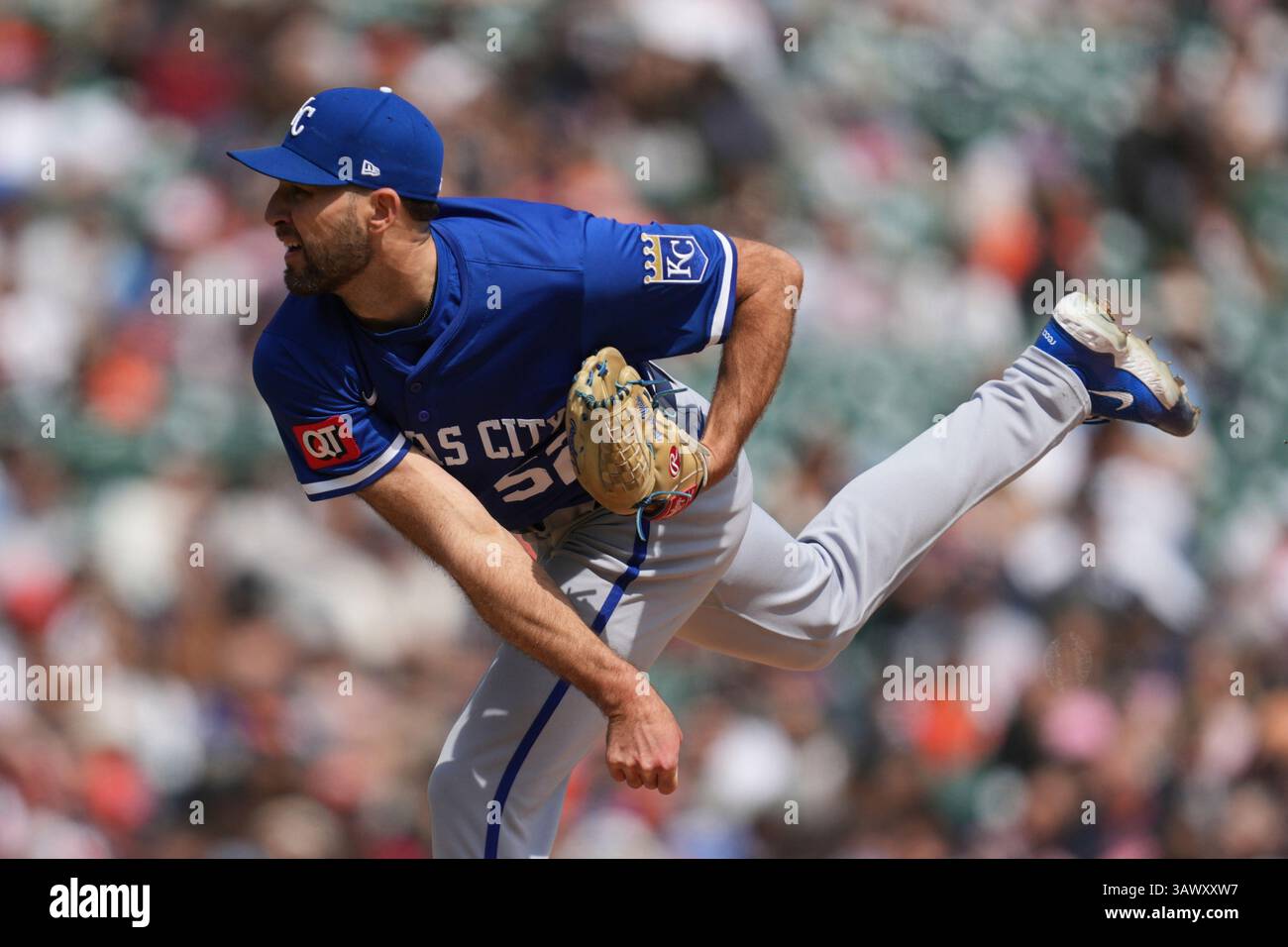 Kansas City Royals pitcher Michael Wacha throws against the Detroit ...