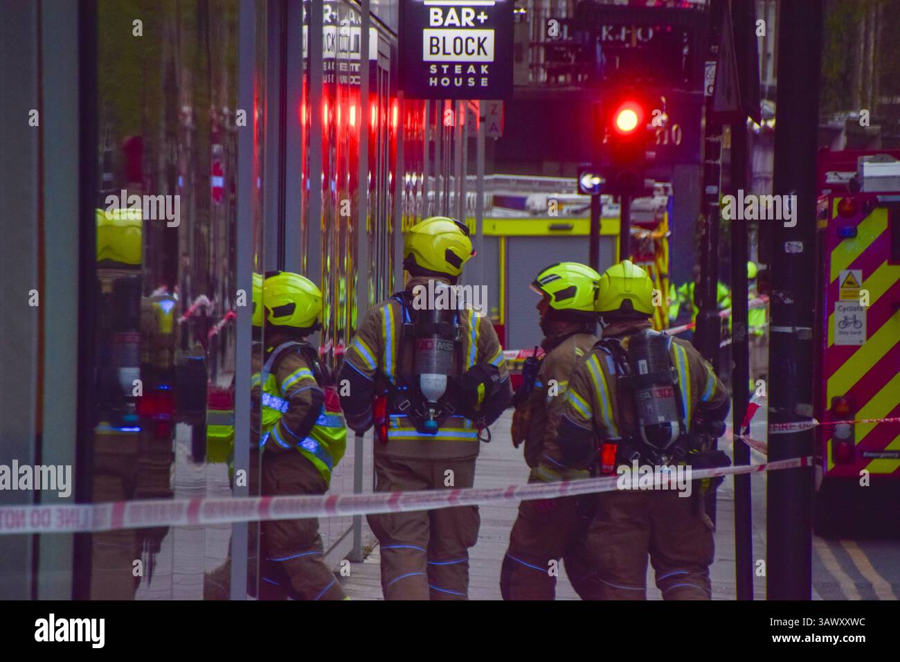 London, UK. 20th April 2025. London Fire Brigade firefighters on the ...