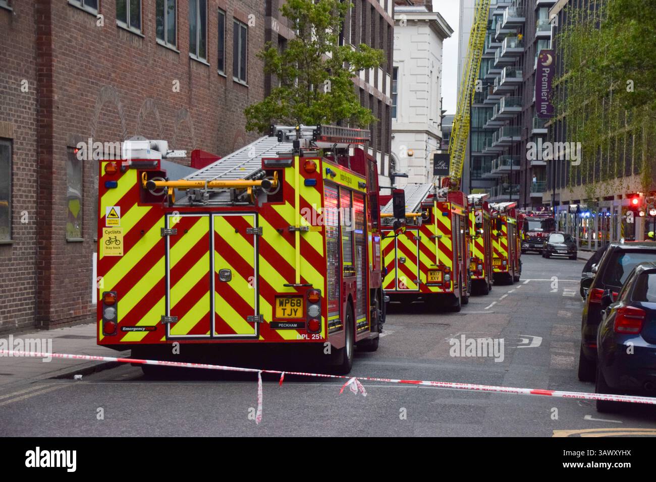 London, UK. 20th April 2025. London Fire Brigade firefighters on the ...