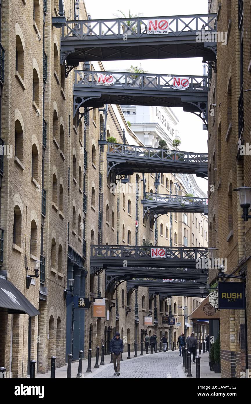 Walkways crossing Shad Thames in London which were used for ...
