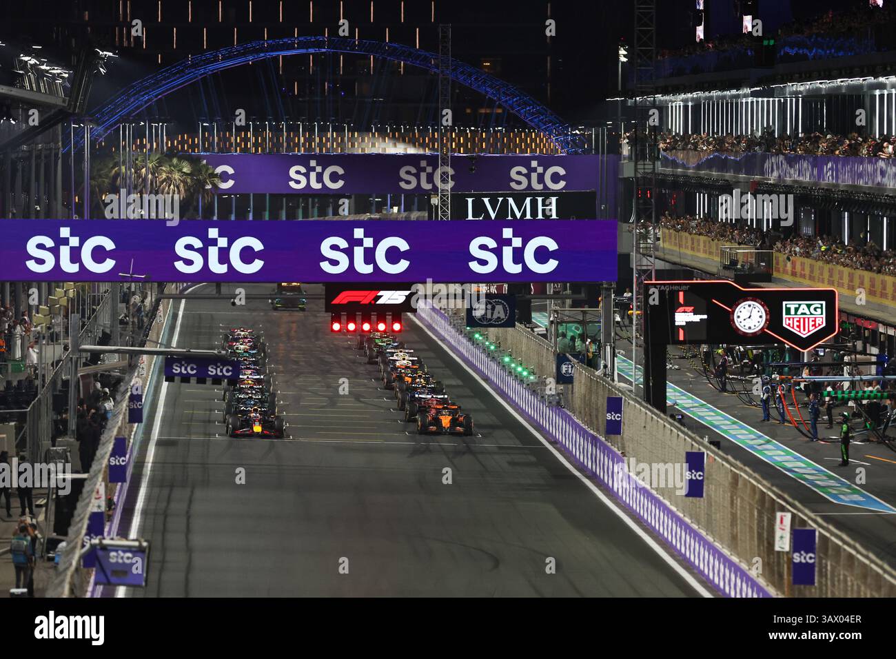 JEDDAH, SAUDI ARABIA - APRIL 20: Race Start during the F1 Grand Prix of ...