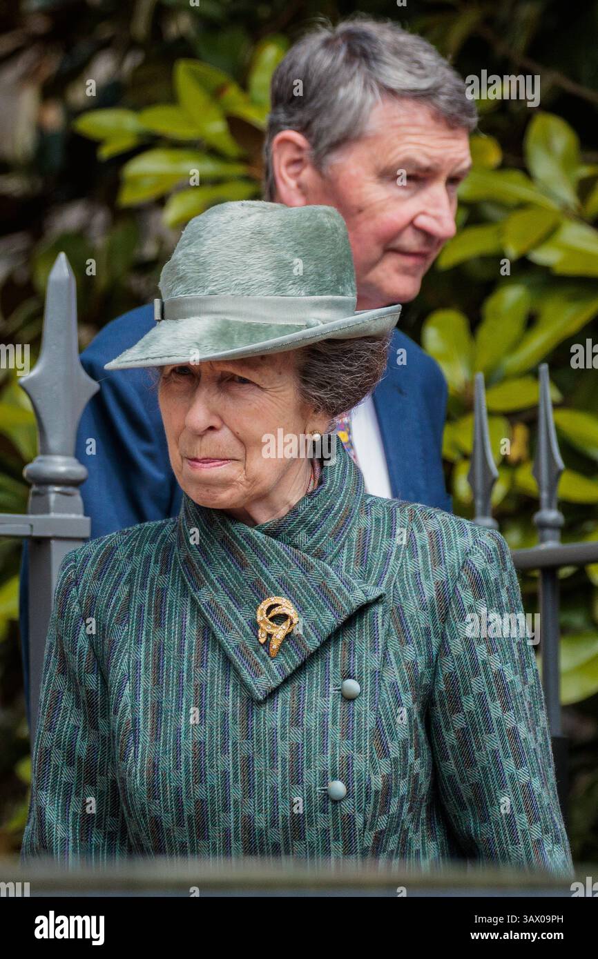Windsor, UK. 20th April, 2025. Princess Anne, Princess Royal, departs ...