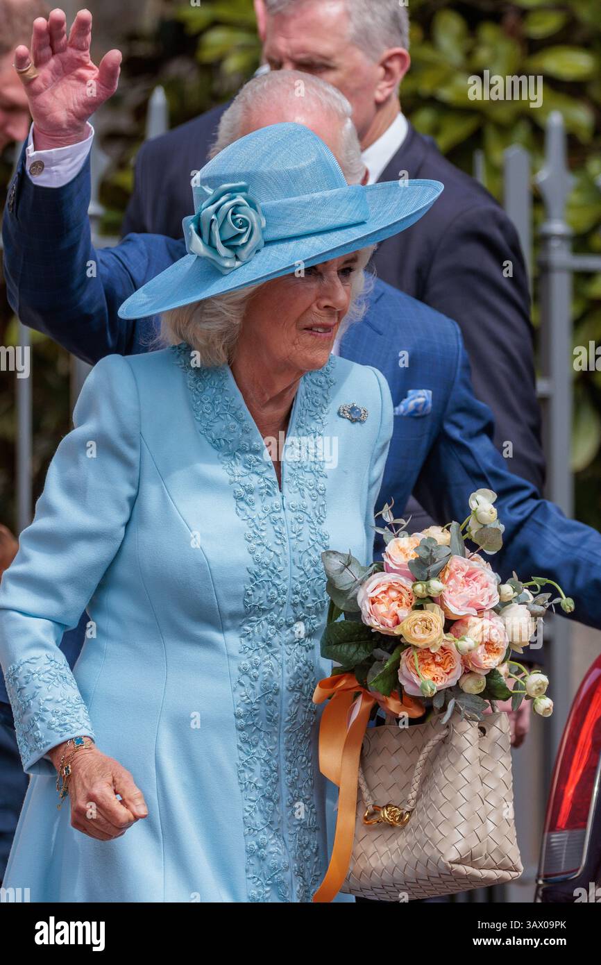 Windsor, UK. 20th April, 2025. King Charles III waves as he departs ...