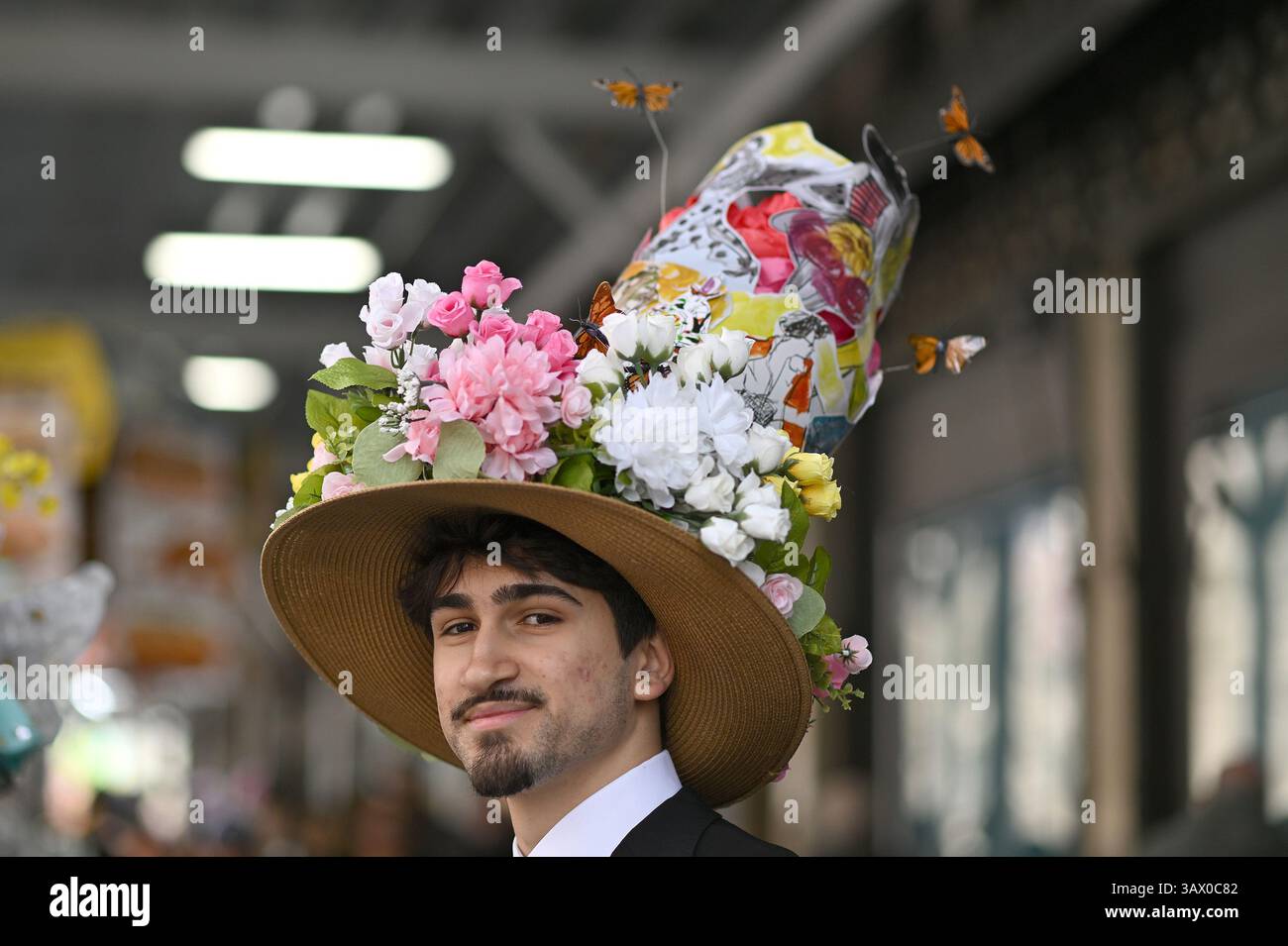 To celebrate Easter parade goers dress in decorative hats and outfits ...