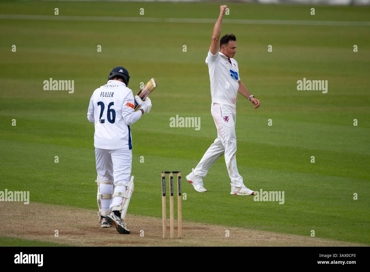 Southampton, UK, 20 April 2025. Migael Pretorius of Somerset celebrates ...