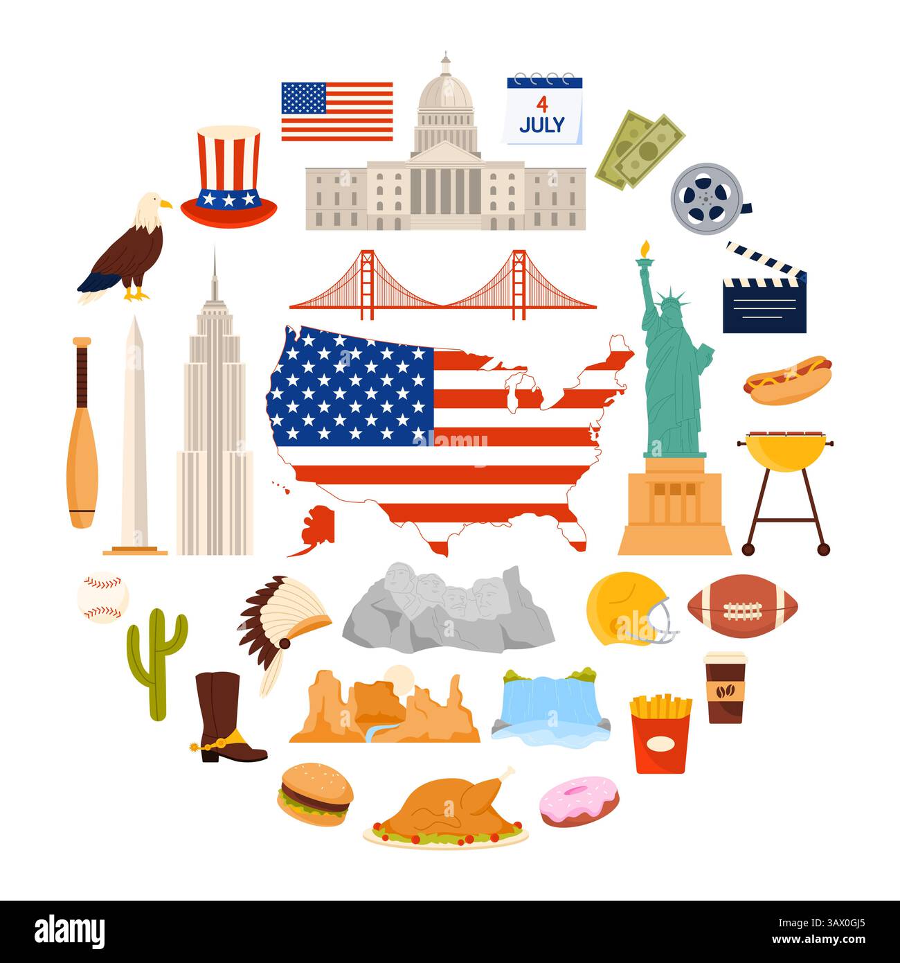 City landmarks vector new york round hi-res stock photography and ...
