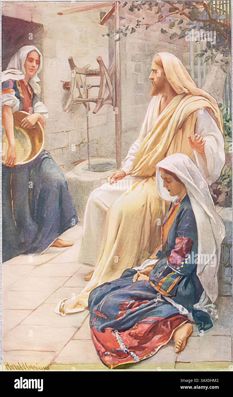 Martha and Mary illustration from the Women of the Bible, Harold ...