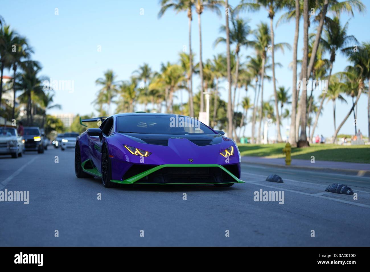April 3, 2025. Miami. Lambo concept. Lamborghini super car on the city ...