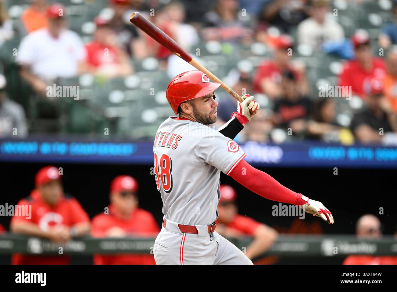 Cincinnati Reds' Austin Wynns follows through as he ground into a ...