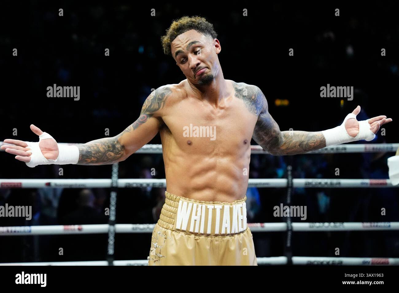 Ben Whittaker celebrates winning the IBF International Light ...