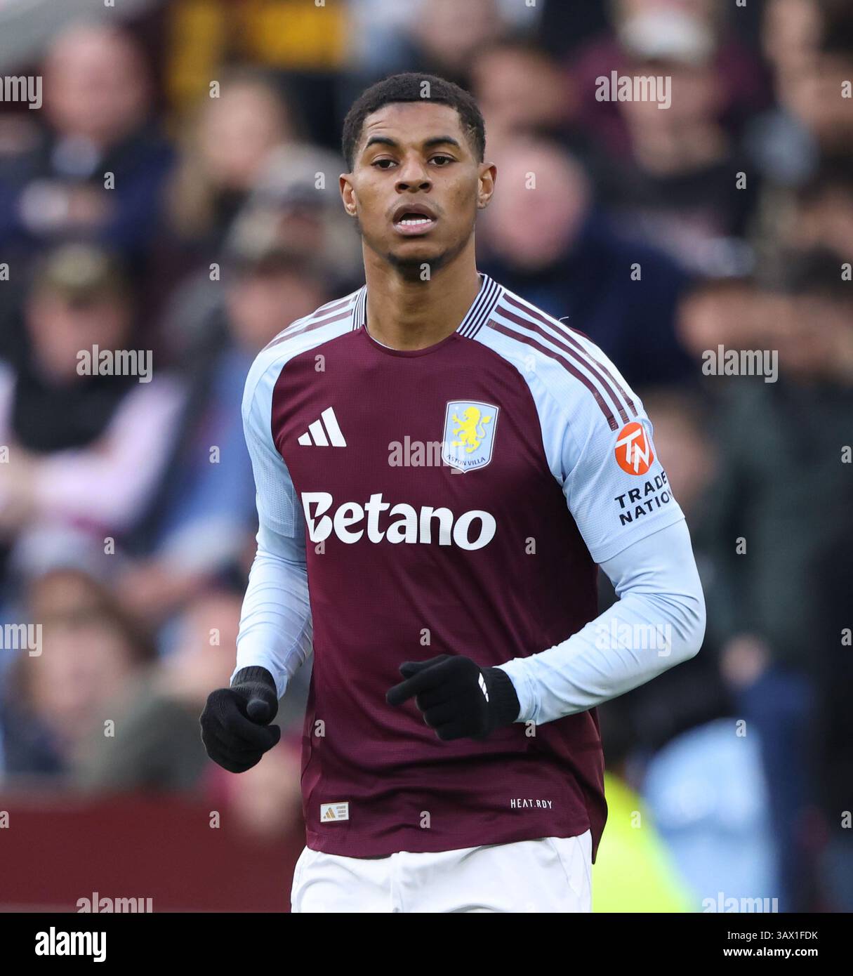 Birmingham, UK. 19th Apr, 2025. Marcus Rashford (AV) at the Aston Villa ...
