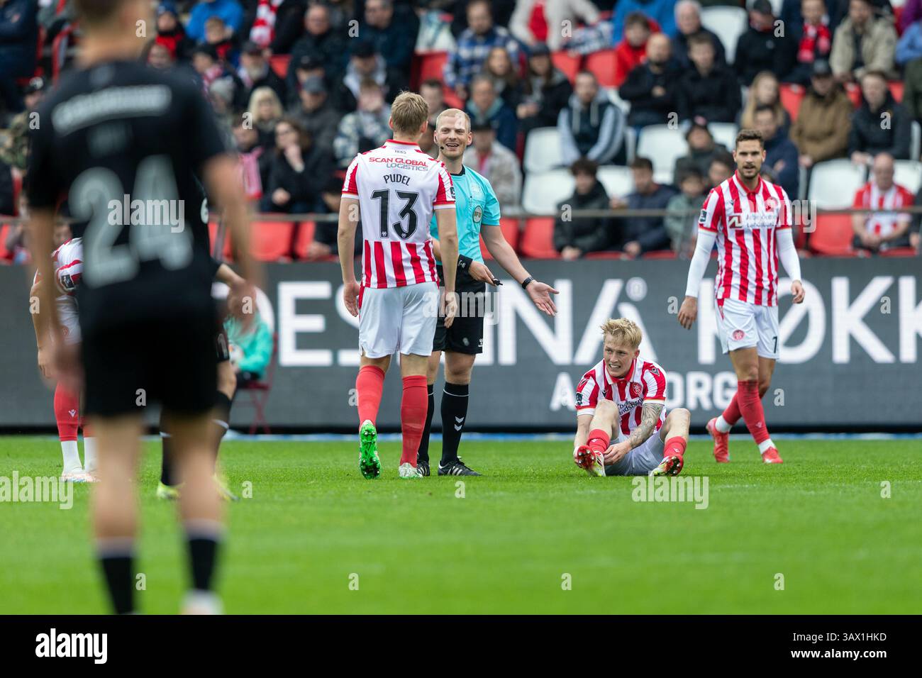 Aalborg, Denmark. 20th Apr, 2025. Referee Simon Duerlund Rasmussen seen ...