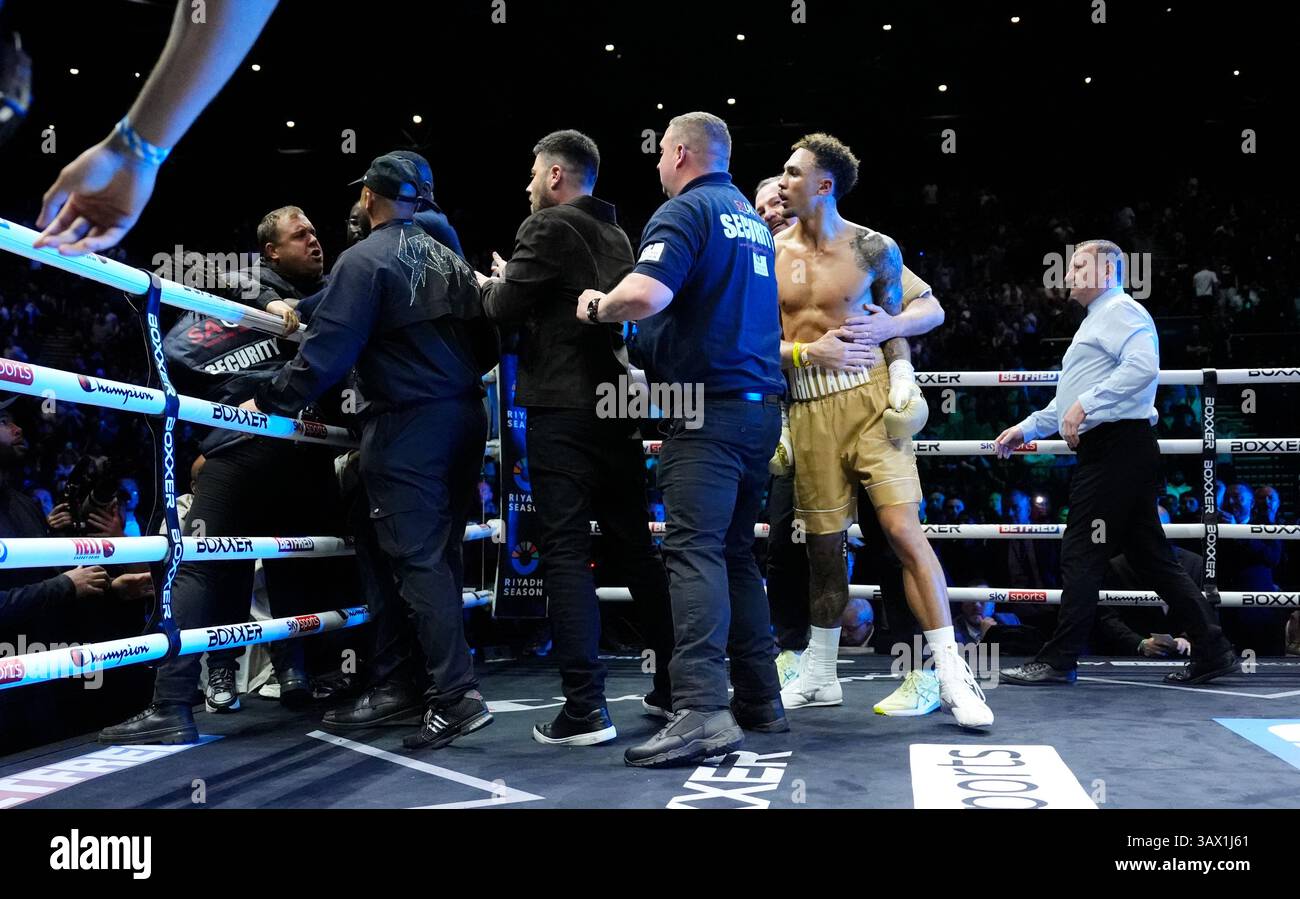 Liam Cameron's team confront Ben Whittaker as he celebrates winning the ...