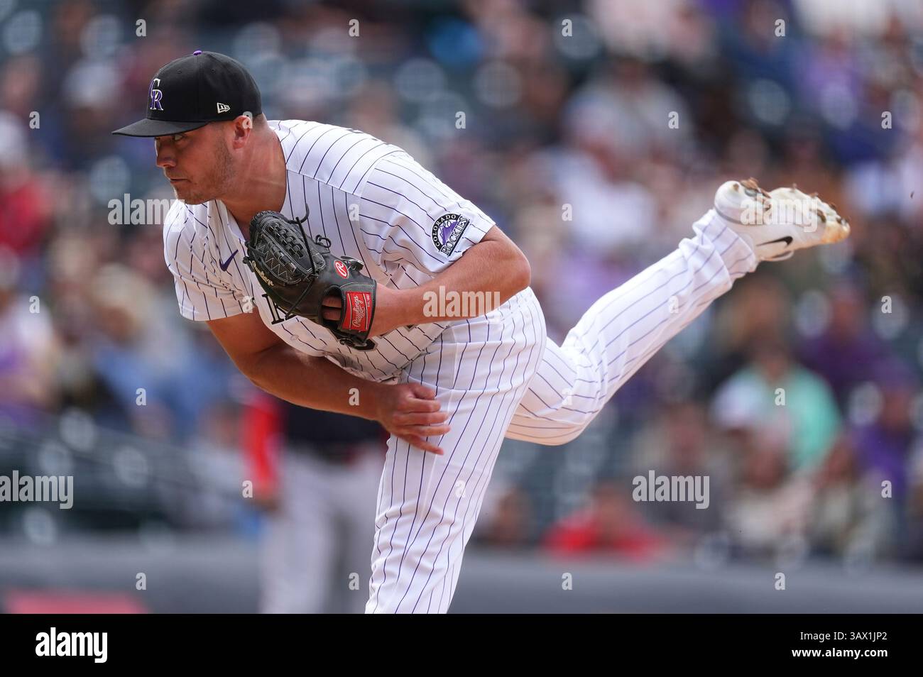 Colorado Rockies relief pitcher Seth Halvorsen works against the ...