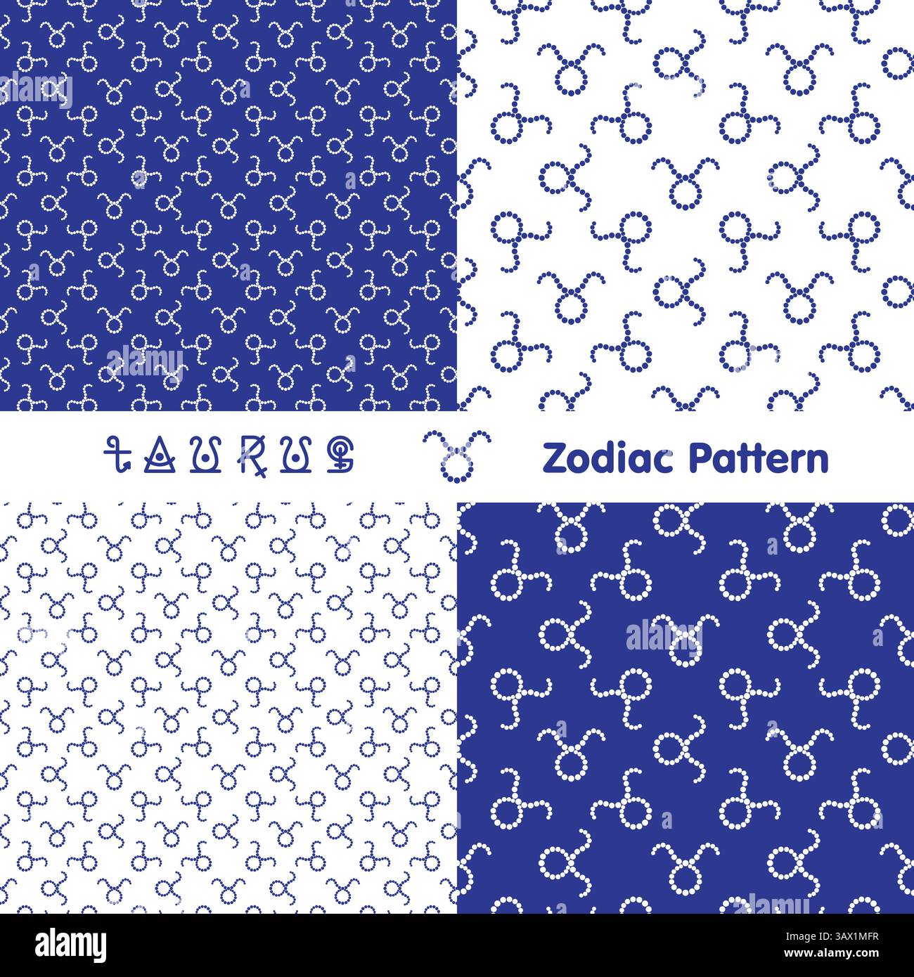 Taurus zodiac sign seamless pattern. Zodiac icons background. Abstract ...