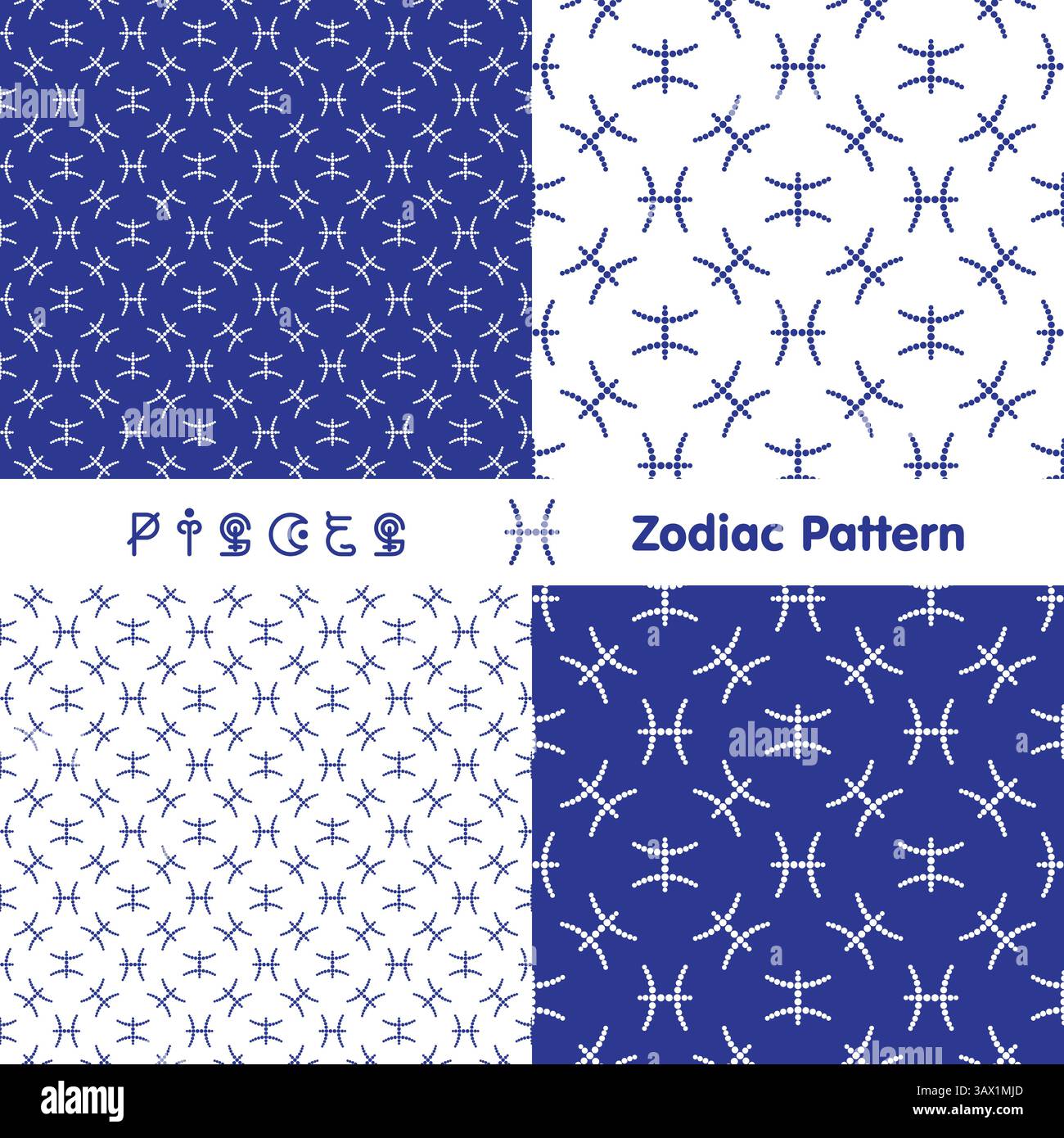 Pisces zodiac sign seamless pattern. Zodiac icons background. Abstract ...