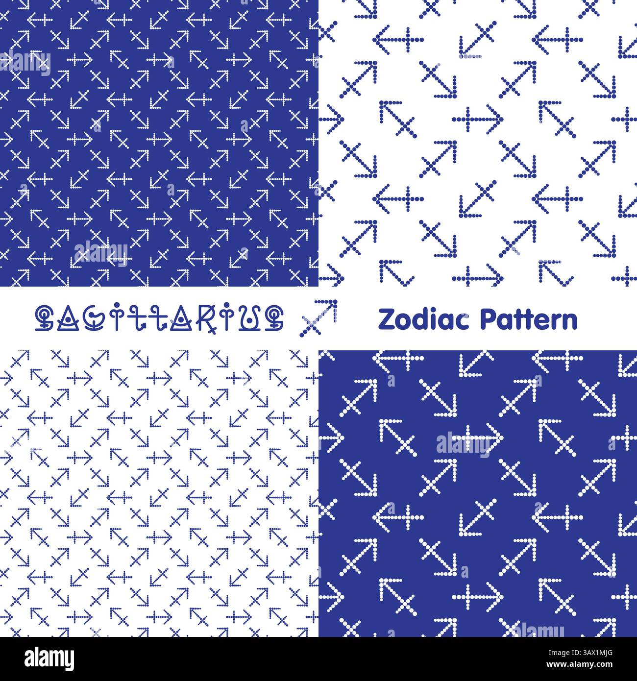 Sagittarius zodiac sign seamless pattern. Zodiac icons background ...