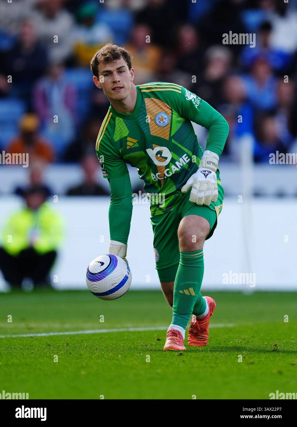 Leicester City goalkeeper Mads Hermansen during the Premier League ...