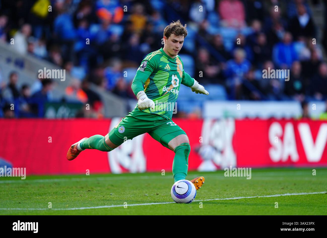 Leicester City goalkeeper Mads Hermansen during the Premier League ...