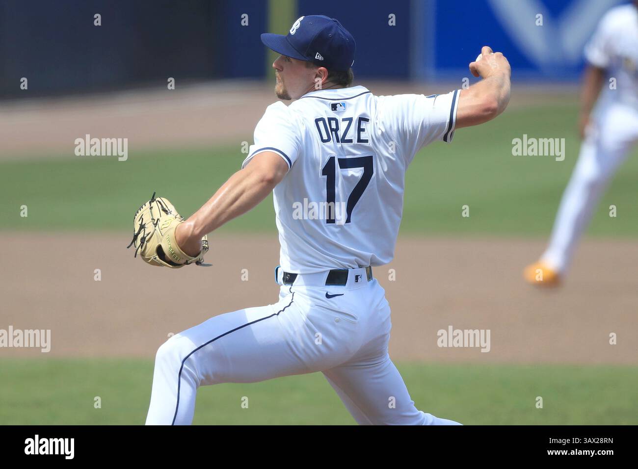 TAMPA, FL - APRIL 20: Tampa Bay Rays Pitcher Eric Orze (17) delivers a ...