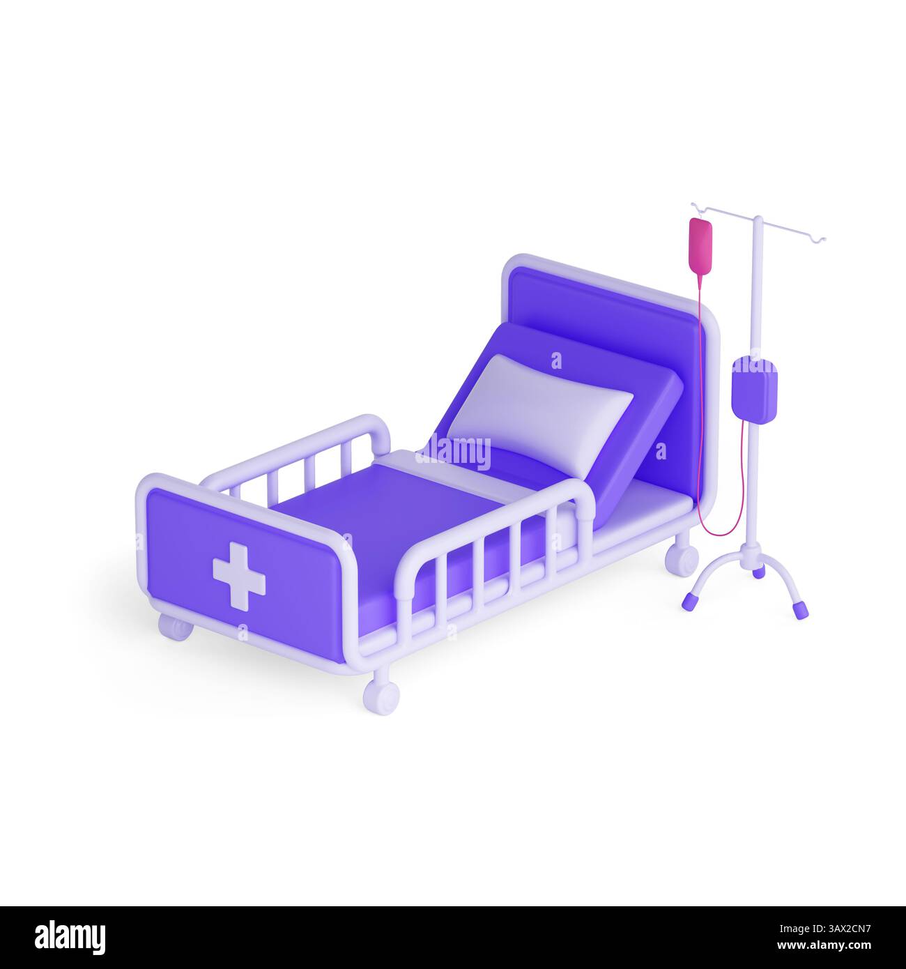 Cartoon Patient Comfortable Hospital Medical Bed Icon on a white ...