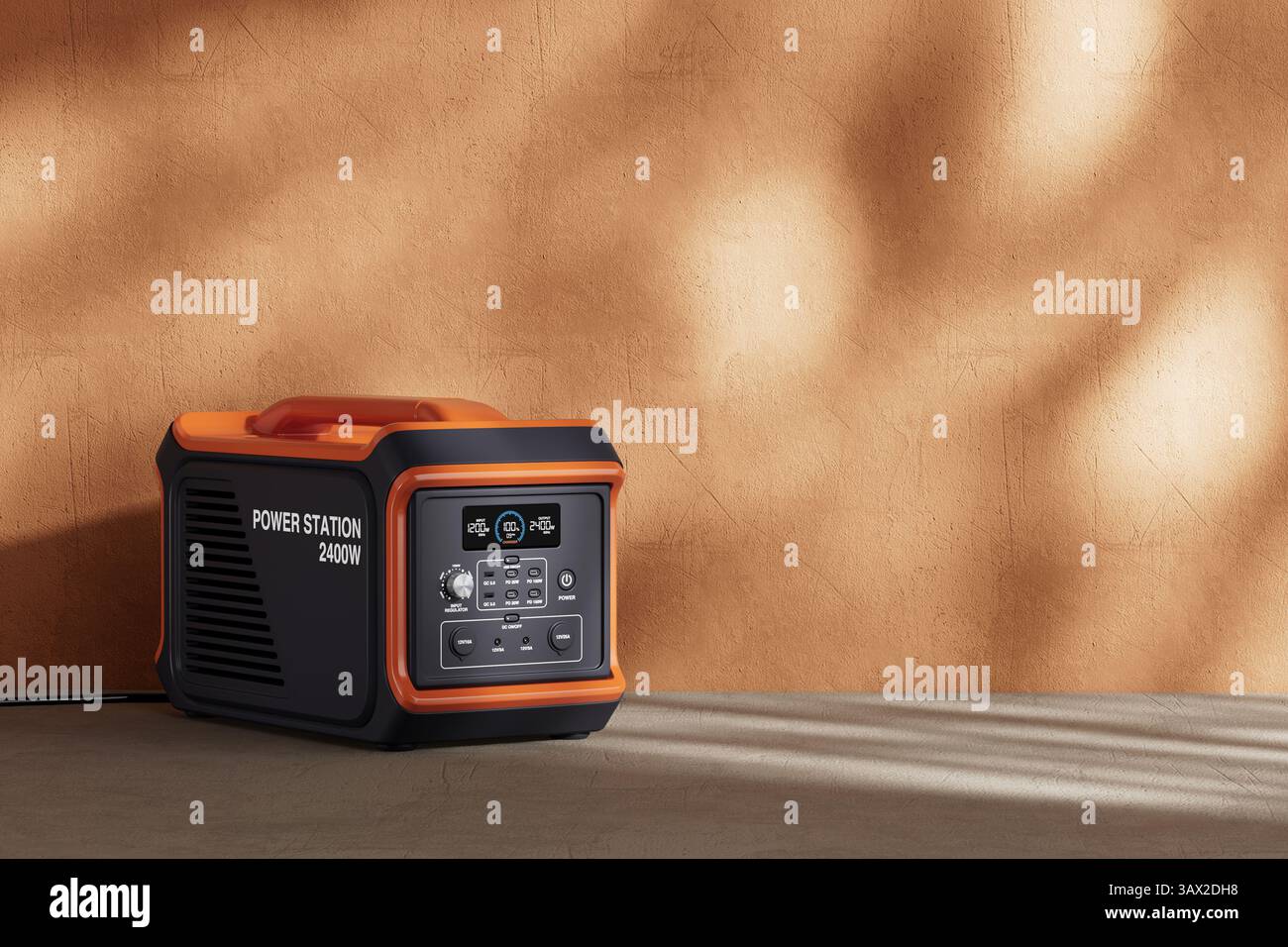 High Capacity Portable Power Generator Station on Textured Warm Wall ...