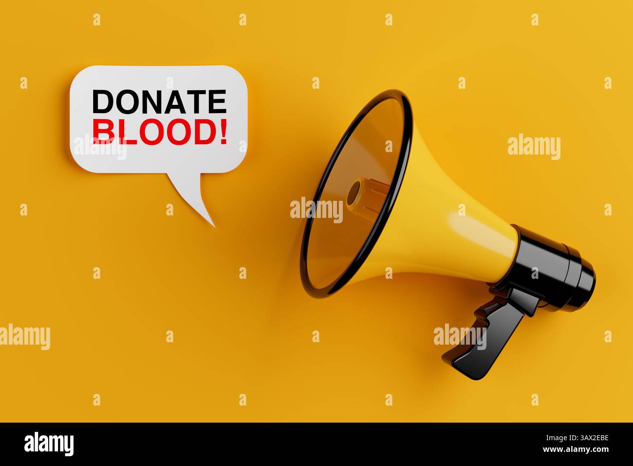 Yellow Megaphone with Donate Blood Sign Speech Clouds Chat Bubble on a ...